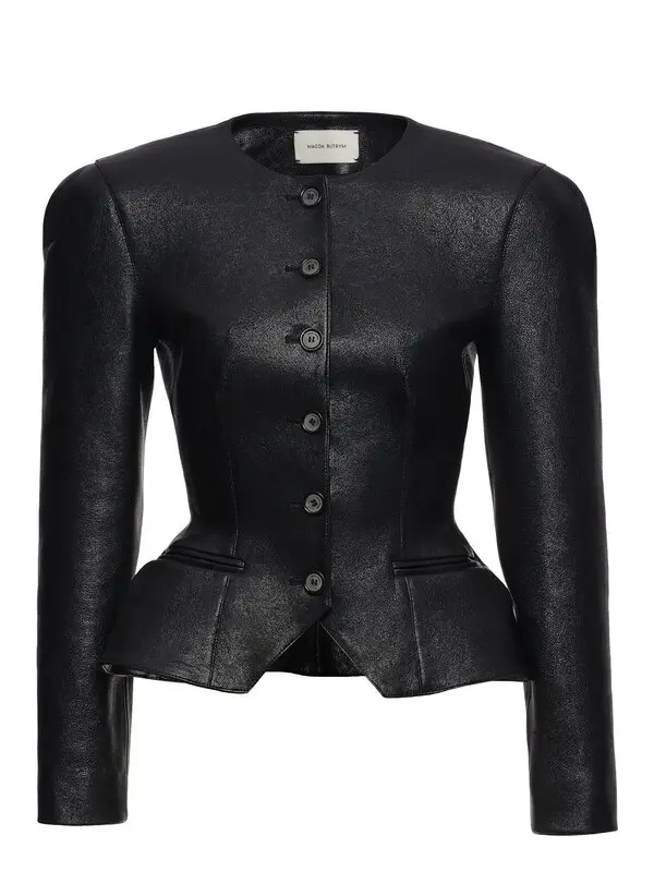 Magda Butrym Structured Sheep Leather Jacket - Black