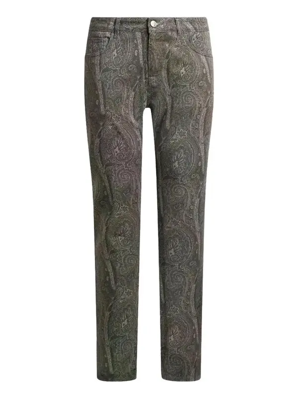Etro Regular-fit Cotton Denim Jeans With Arnica Motif - Grey