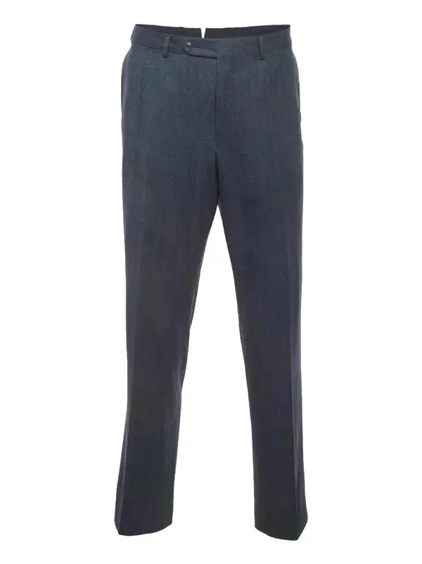 Ermenegildo Zegna Mila Herringbone Wool Trousers - Blue