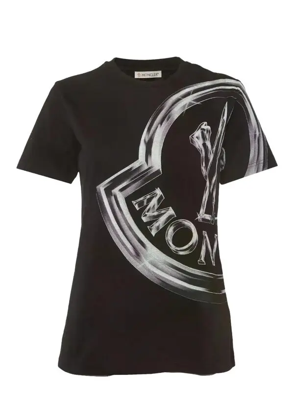 Moncler Logo Print Cotton T-shirt - Black