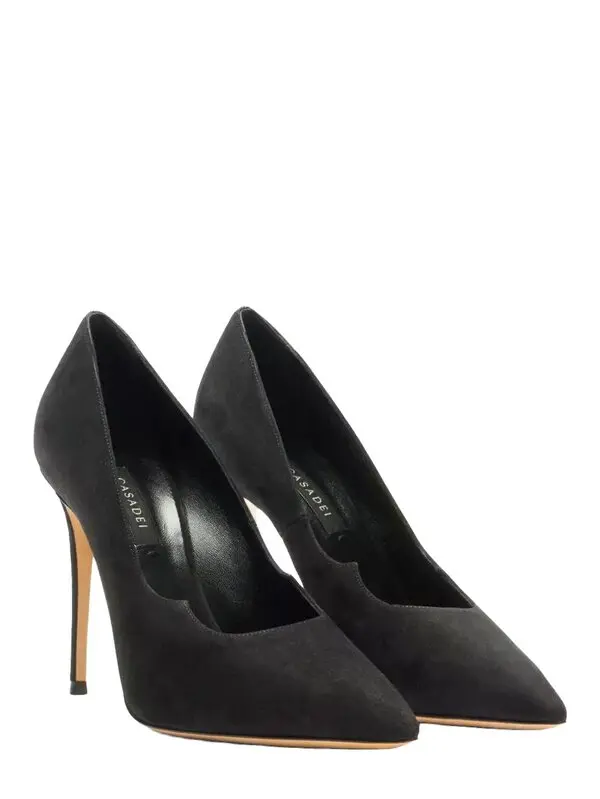 Casadei Julia Pointed Toe Suede Pumps - Black
