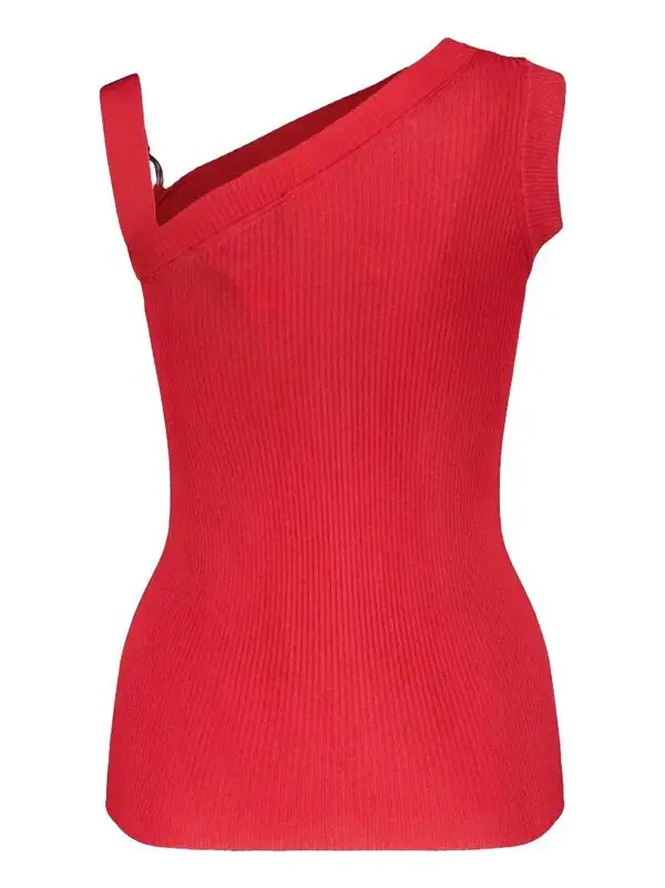 Moschino Asymmetrical Ribbed Blouse - Red