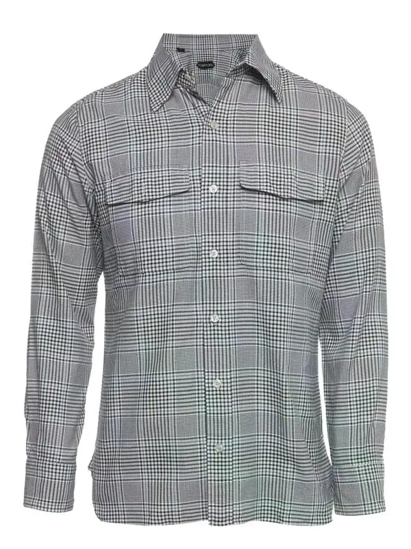 TOM FORD Check-pattern Flap-pocket Cotton Shirt - Blue