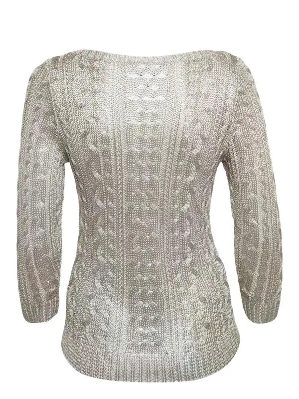 Ralph Lauren Tone Cable Knit Sweater - Silver