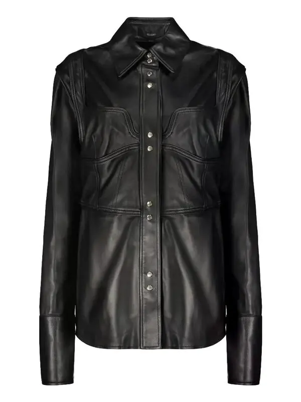 ELLERY Panelled Calf Leather Shirt - Black