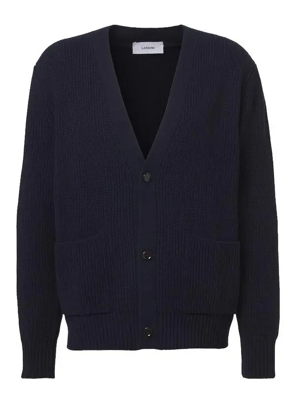 LARDINI Wool And Cashmere Cardigan - Blue