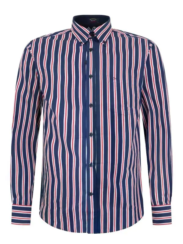 Paul & Shark Vertical-stripe Long-sleeve Shirt - Blue