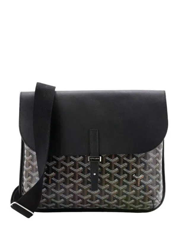 Goyard Coursier Messenger Bag In Coated Canvas And Leather - Black