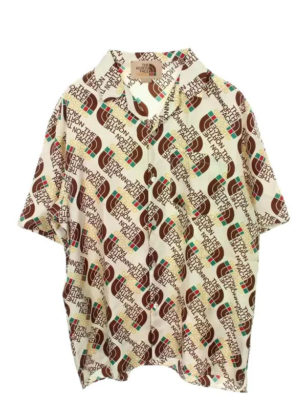 Gucci X The North Face Logo-pattern Silk Shirt - Neutrals