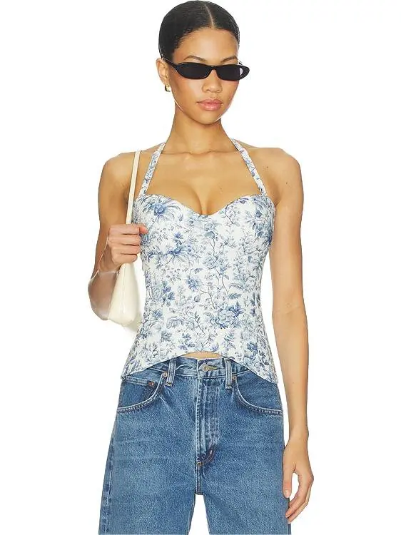 V. CHAPMAN Carrie Halter Top - Blue