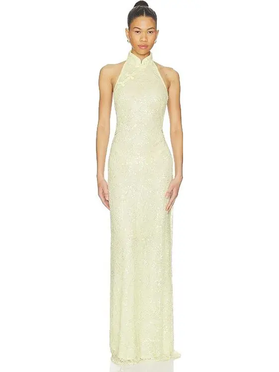 SAU LEE Embellished Gown - Lemon
