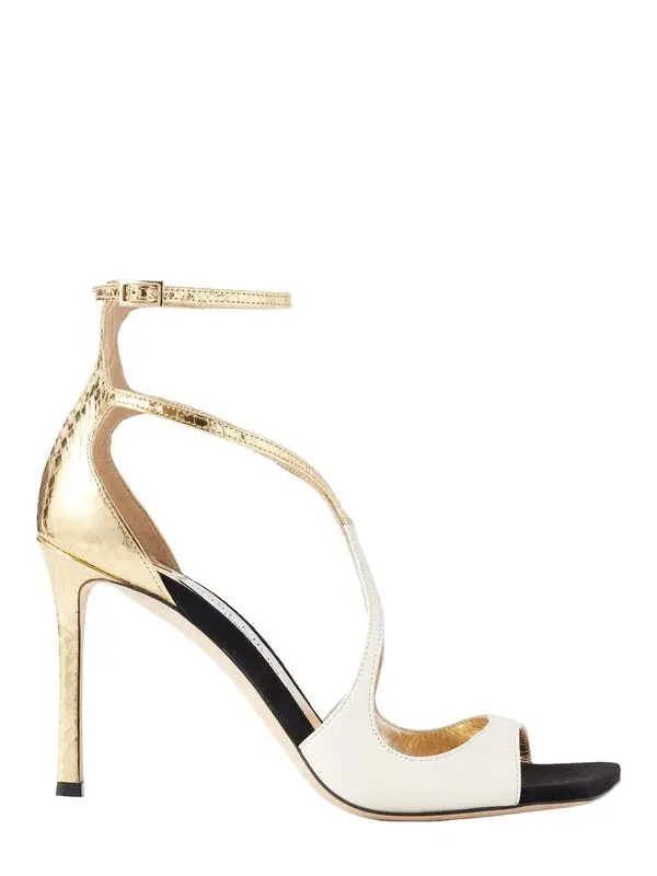 JIMMY CHOO Azia 95 Metallic Leather Sandals - Multi