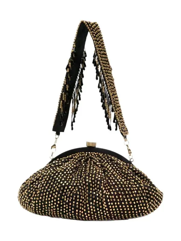 SLO_HAND_MADE Embellished Clutch Bag With Chain Strap - Gold