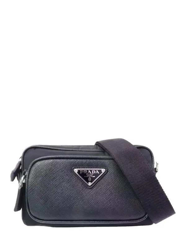 Prada Re-nylon Logo-plaque Shoulder Bag - Black