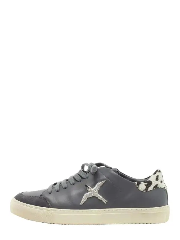 Axel Arigato Clean 90 Leather Sneakers With Leopard Print Trim - Grey