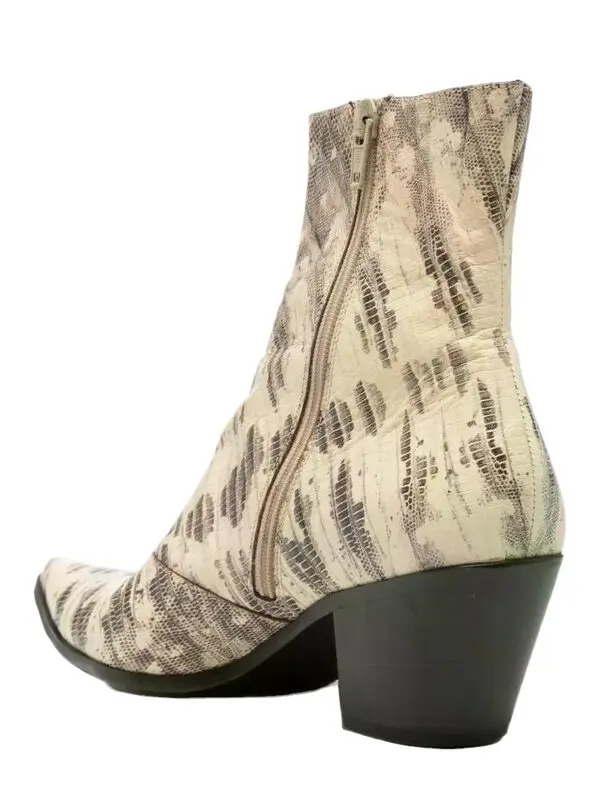 Miu Miu 2000s Snakeskin-effect Point-toe Ankle Boots - Neutrals