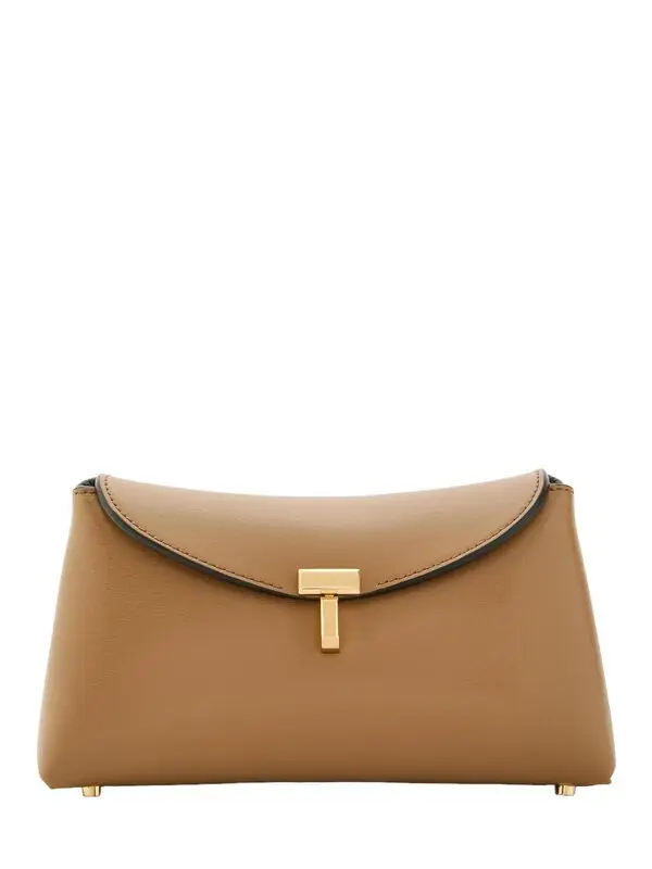 TOTEME T-lock Mini Leather Clutch - Camel