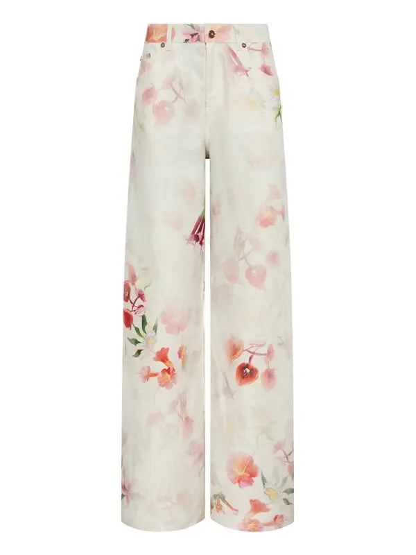 Gabriela Hearst Amoret Printed Linen Barrel-leg Jeans - Multi