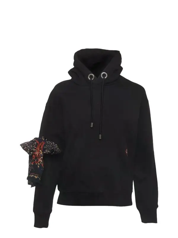 Chloé Silk Scarf Detail Hoodie - Black