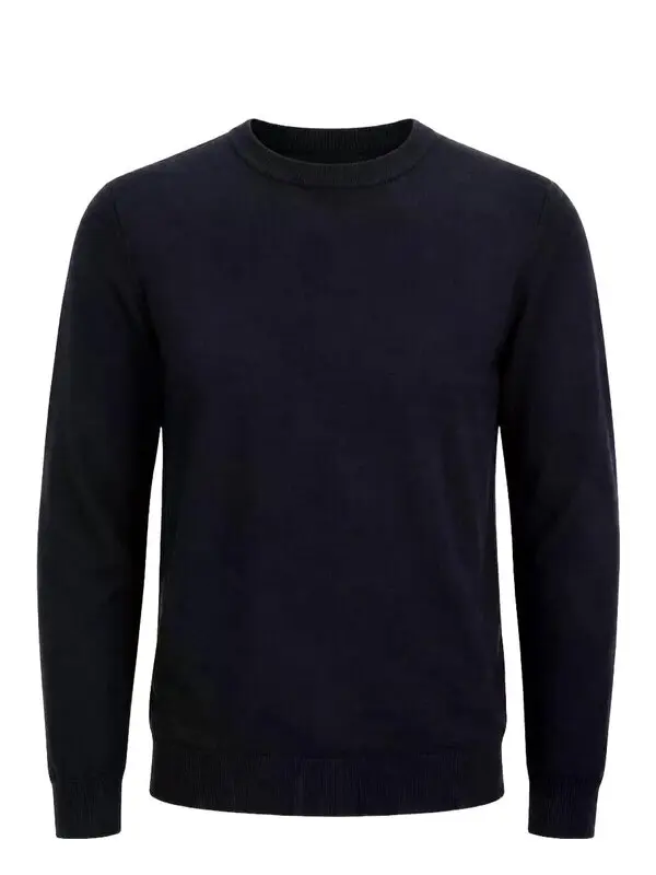FRADI Crew Neck Ribbed Trim Sweater - Blue
