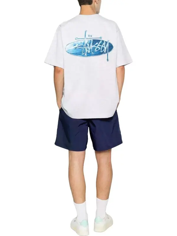 StÜssy Wave Oval Logo Cotton T-shirt - Grey