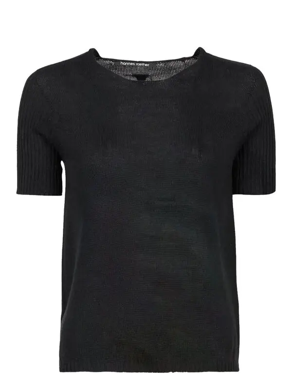 HANNES ROETHER Ribbed-knit Short-sleeve T-shirt - Black
