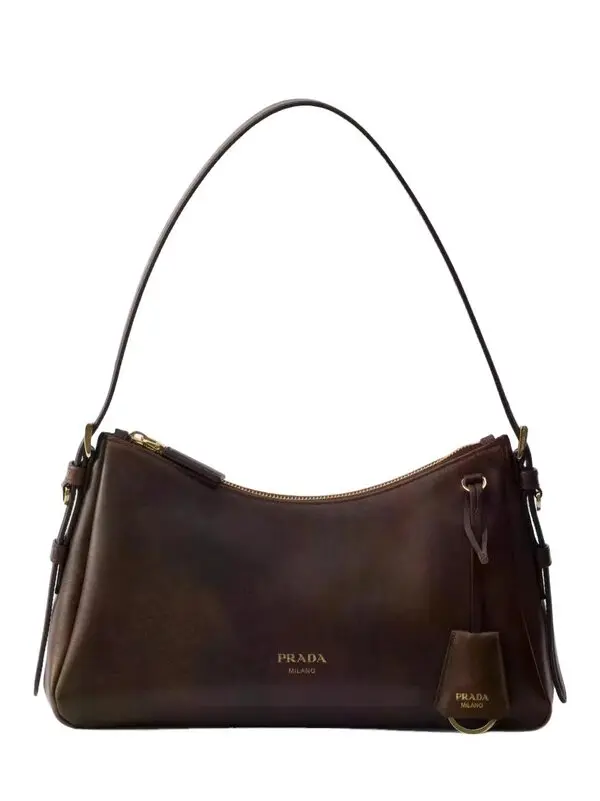 Prada Aimée Medium Leather Shoulder Bag - Brown