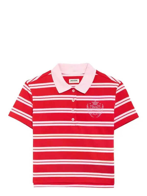 Zadig&Voltaire Mirta Polo Striped Cotton Polo Shirt - Red