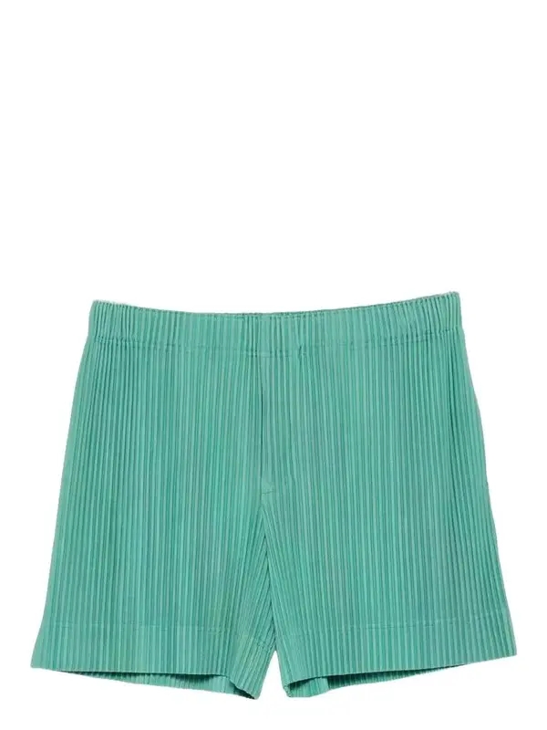 Issey Miyake Pleated Texture Elasticated Waist Shorts - Green