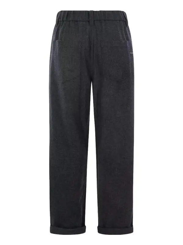 Brunello Cucinelli Monili-detail Pleated-front Trousers - Grey