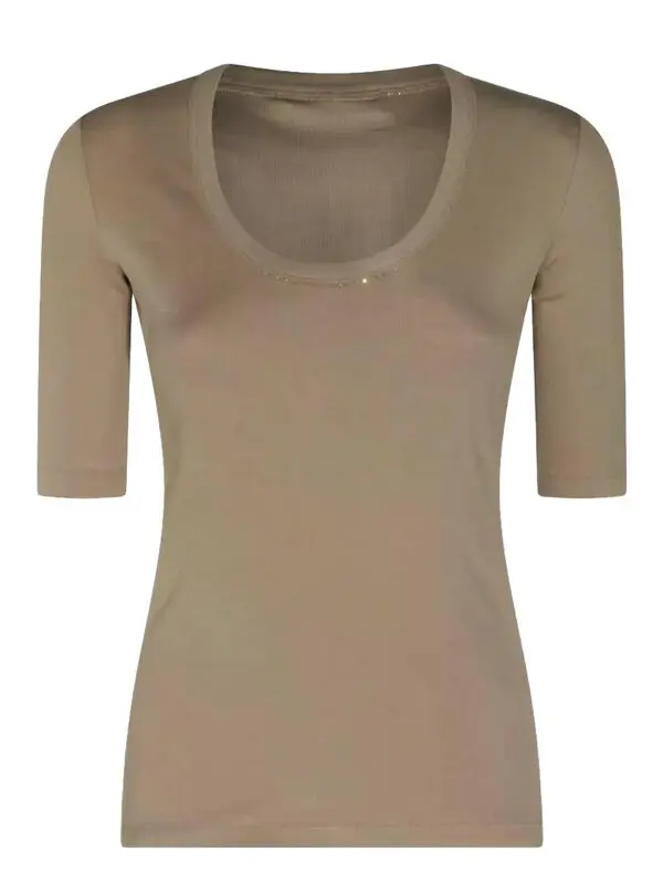 Fabiana Filippi Ribbed Knit Scoop Neck T-shirt - Neutrals