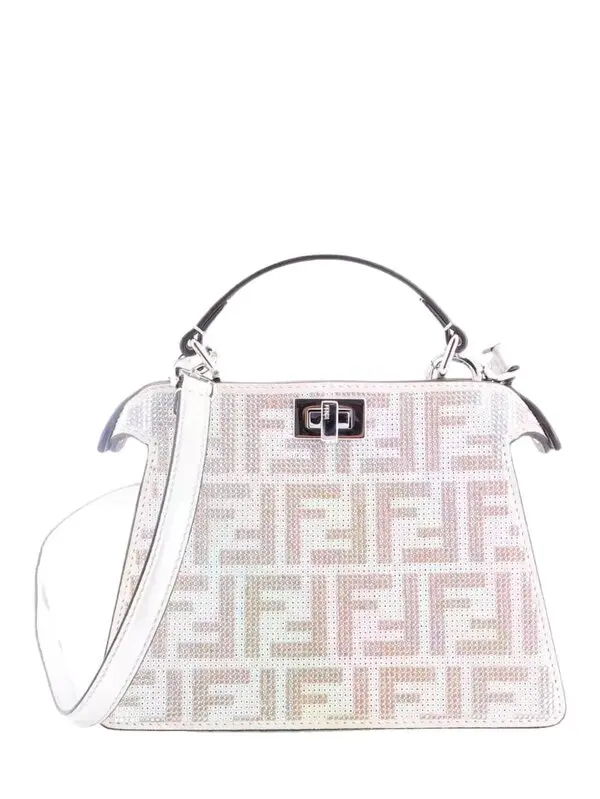 Fendi Peekaboo Iseeu Zucca Crystal Embellished Suede Petite Satchel - Silver
