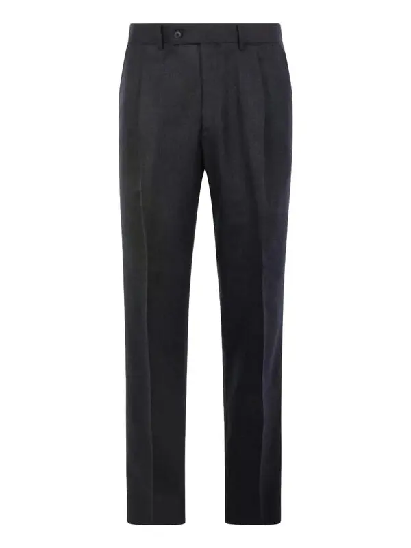 Caruso Dark Wool Felt Tailored Trousers - Grey