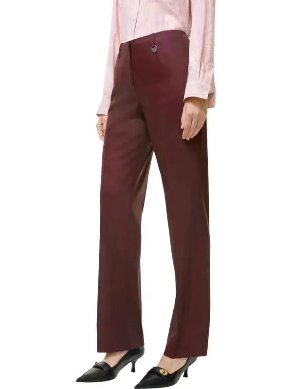 Burberry Tailored Wool Twill High Rise Trousers - Red