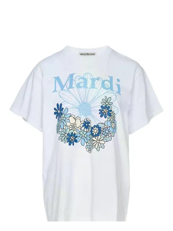 Mardi Mercredi Floral Print Cotton T-shirt - White