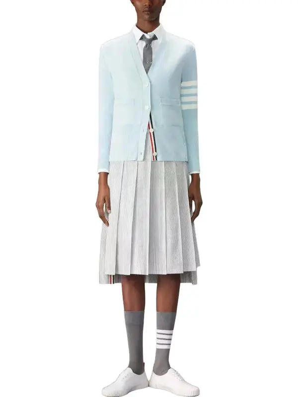 Thom Browne 4-bar Milano-stitch V-neck Cardigan - Black