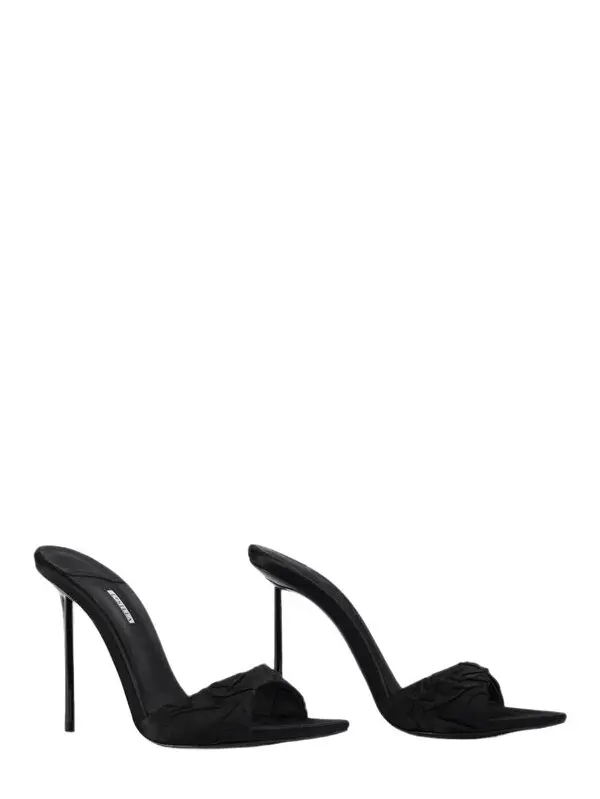 LE SILLA Silk Ruched Stiletto Sandals - Black