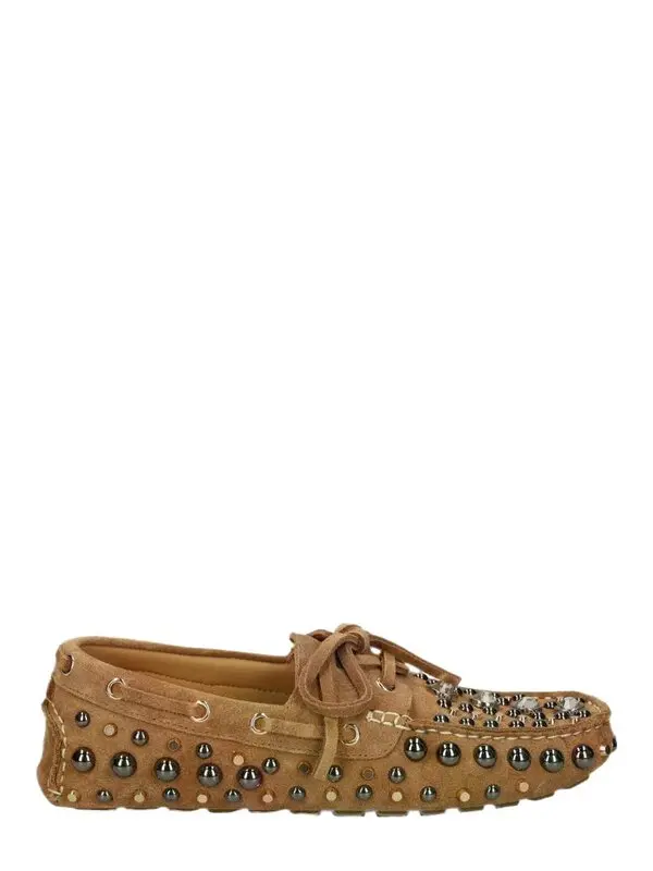 STRATEGIA SHOES Santorini Stud-embellished Leather Loafers - Neutrals