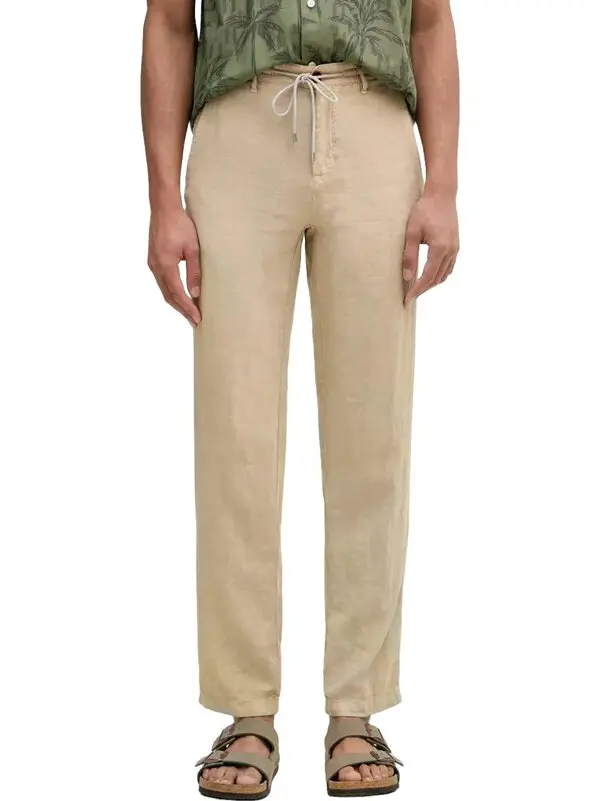Karl Lagerfeld Drawstring Linen Trousers - Neutrals