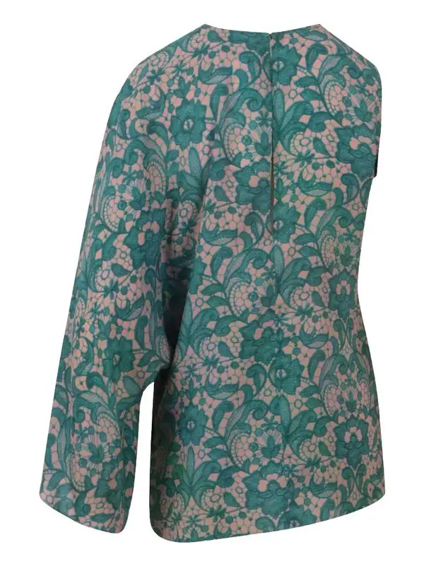 GIANLUCA CAPANNOLO Lace-print One-shoulder Top - Green