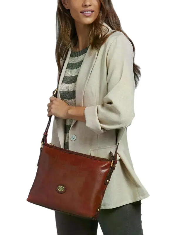 THE BRIDGE Zip-top Leather Cross Body Bag - Brown