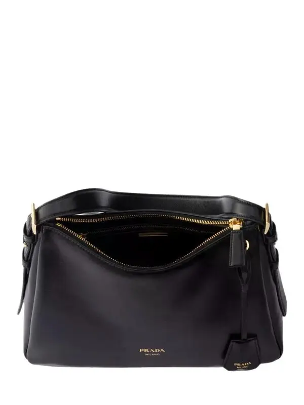 Prada Aimée Medium Leather Shoulder Bag - Black