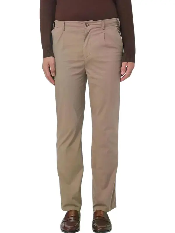 BROOKSFIELD Pleat-detail Chino Trousers - Brown