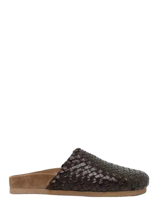 Dragon Diffusion Woven Leather Mules - Brown