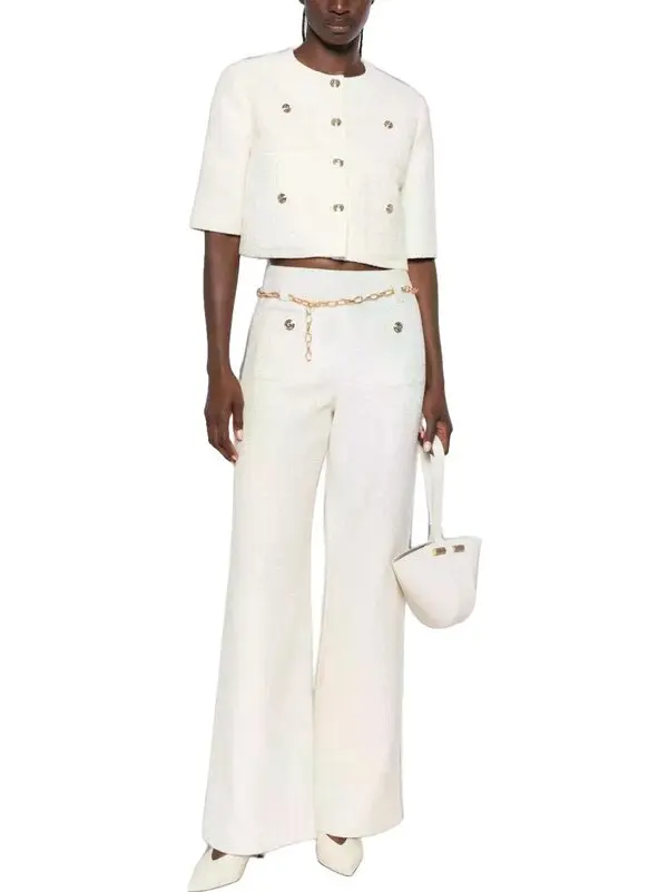 Maje Button-detail Straight-leg Trousers - Neutrals