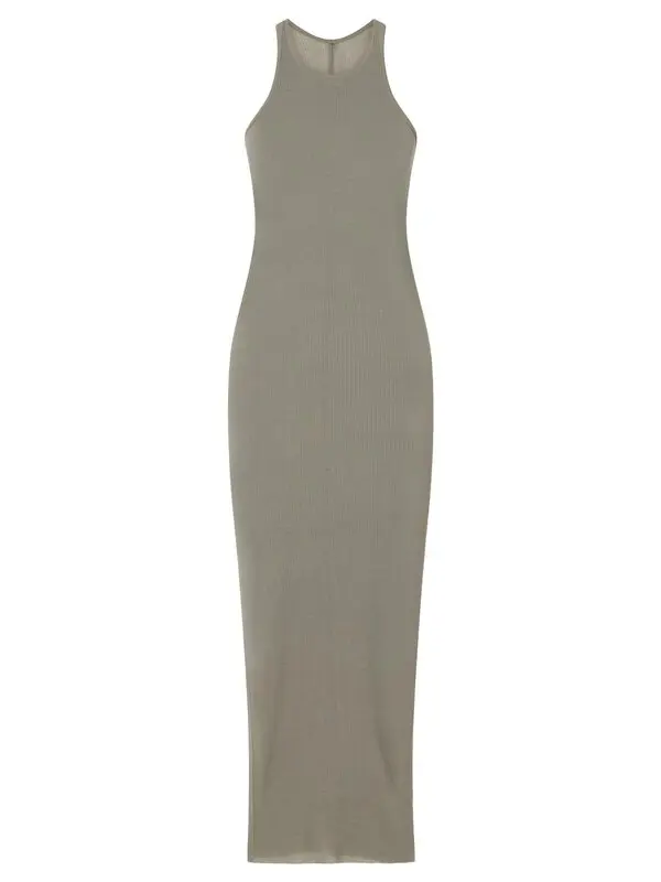 Rick Owens Ribbed-jersey Halterneck Midi Dress - Gray
