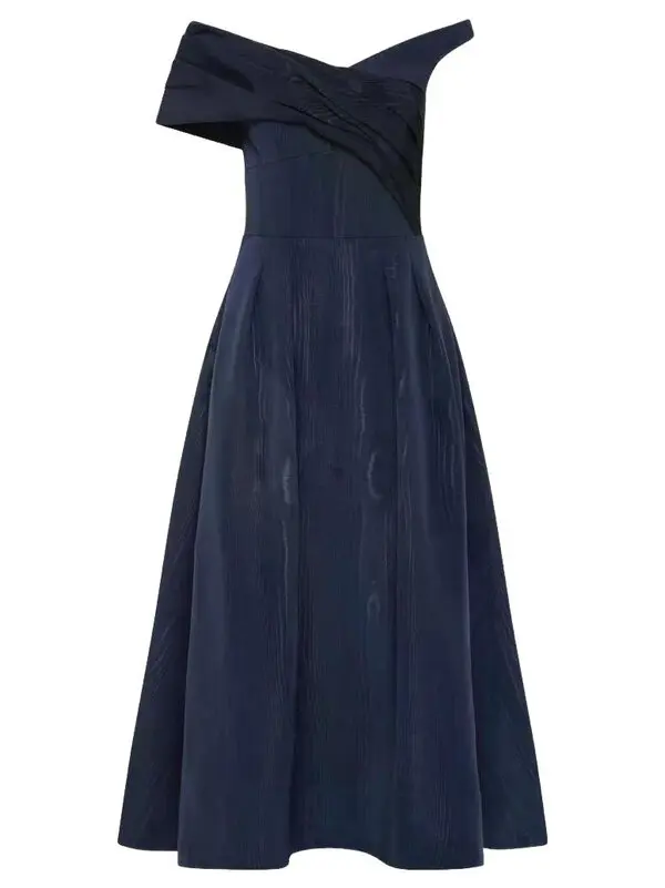 Rebecca Vallance Off-shoulder Pleated Midi Dress - Blue