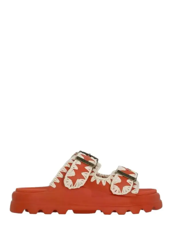 Mou One-piece Buckle Slides - Orange