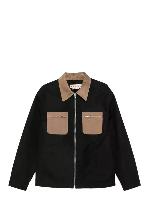 Marni Contrast-collar Patch-pocket Jacket - Black