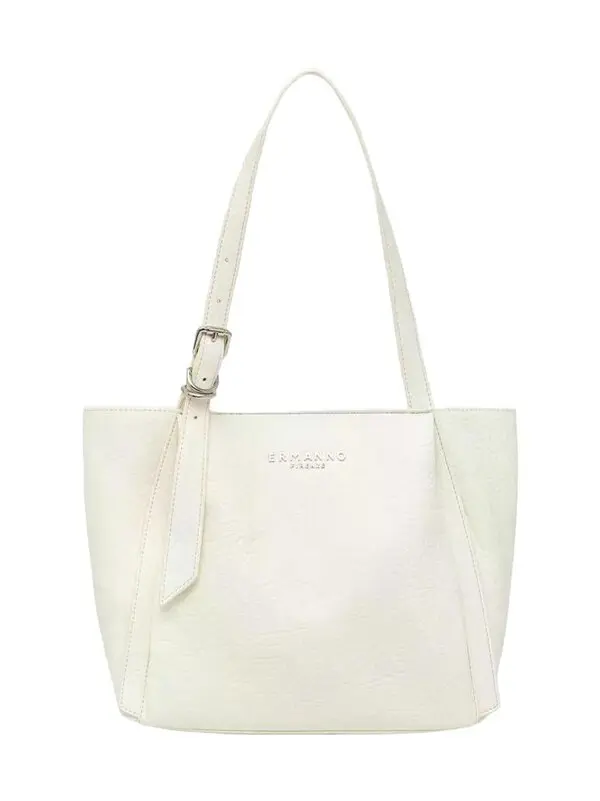 ERMANNO FIRENZE Logo-lettering Pebbled-leather Tote Bag - Neutrals